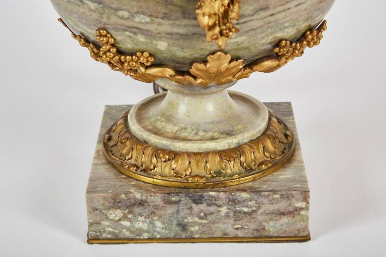 Pair of 19th Century, French Green Marble Lamps with Gilt Mounts and ...