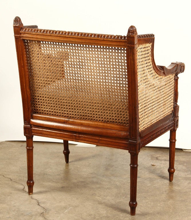 French Cushioned Cane Chair at 1stDibs
