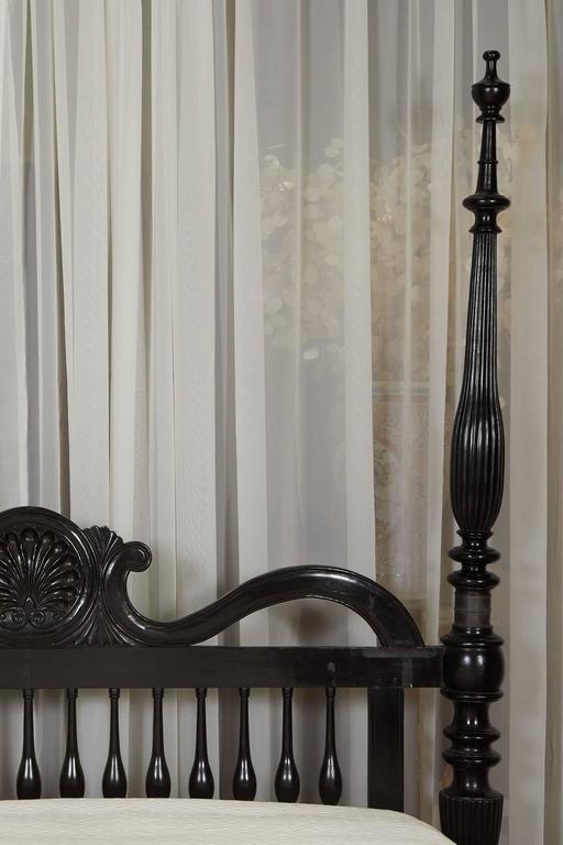Vintage Colonial Style Ebony Shell Queen Bed at 1stDibs | british ...