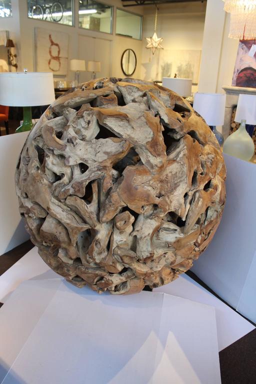 Organic Massive Root Teak Ball, 49"Dia For Sale at 1stdibs