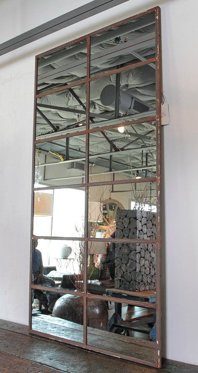 Large Industrial Window Frame Mirror Circa 1820, 94"H at 1stDibs