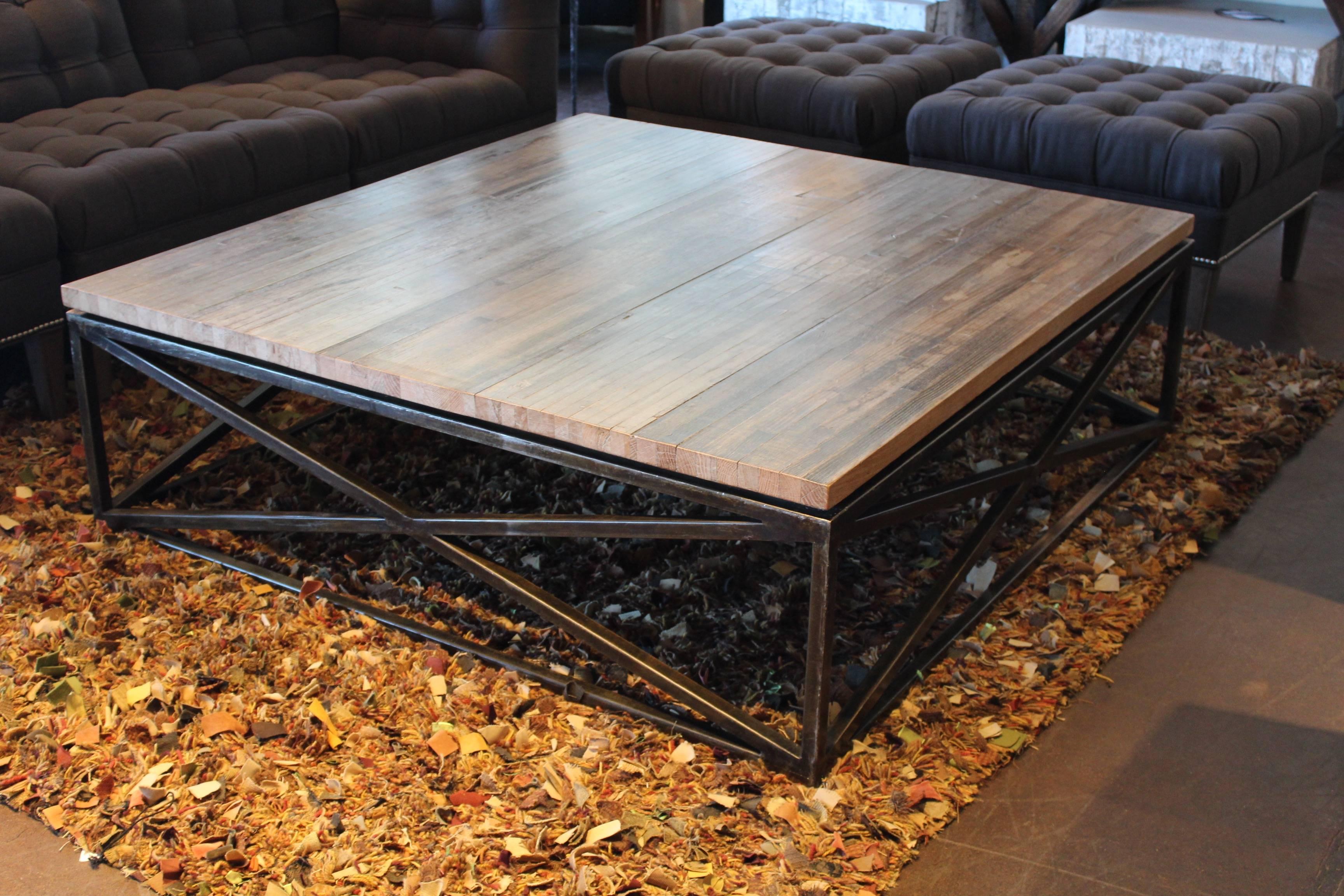 Transitional Maplewood Criss-Cross Design Coffee Table at 1stDibs