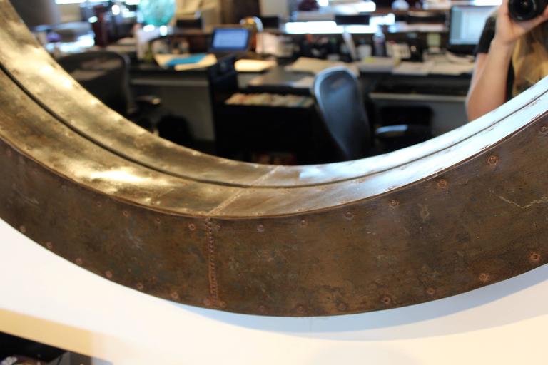 Patinated Zinc Mirror Frame with Nailhead Accents at 1stDibs