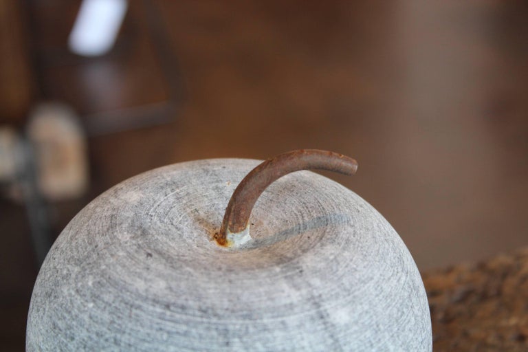 Large Marble Apple with Iron Stem For Sale at 1stDibs