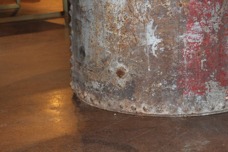 Reclaimed French Industrial Cylinder with Limestone Top at 1stDibs