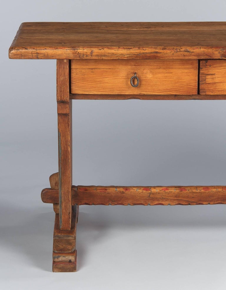 Country French Rustic Larchwood Desk, Mid-1800s at 1stDibs