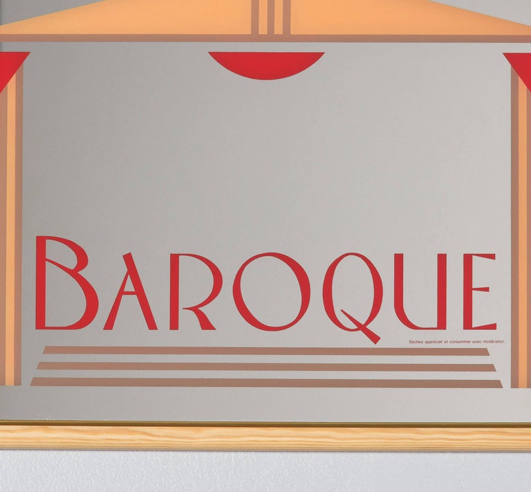 French Vintage Frame with Mirrored Advertising Sign for Baroque at 1stDibs