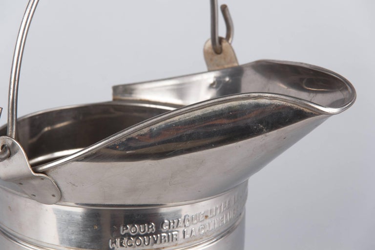 French Silver Metal Measuring Milk Pitcher, 1950s at 1stDibs