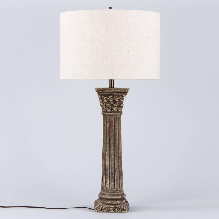 French Corinthian Column Stone Lamp, 20th Century For Sale at 1stDibs