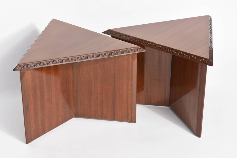 Pair of American Modern Triangular "Talesin" Low Tables, Frank Lloyd Wright at 1stDibs