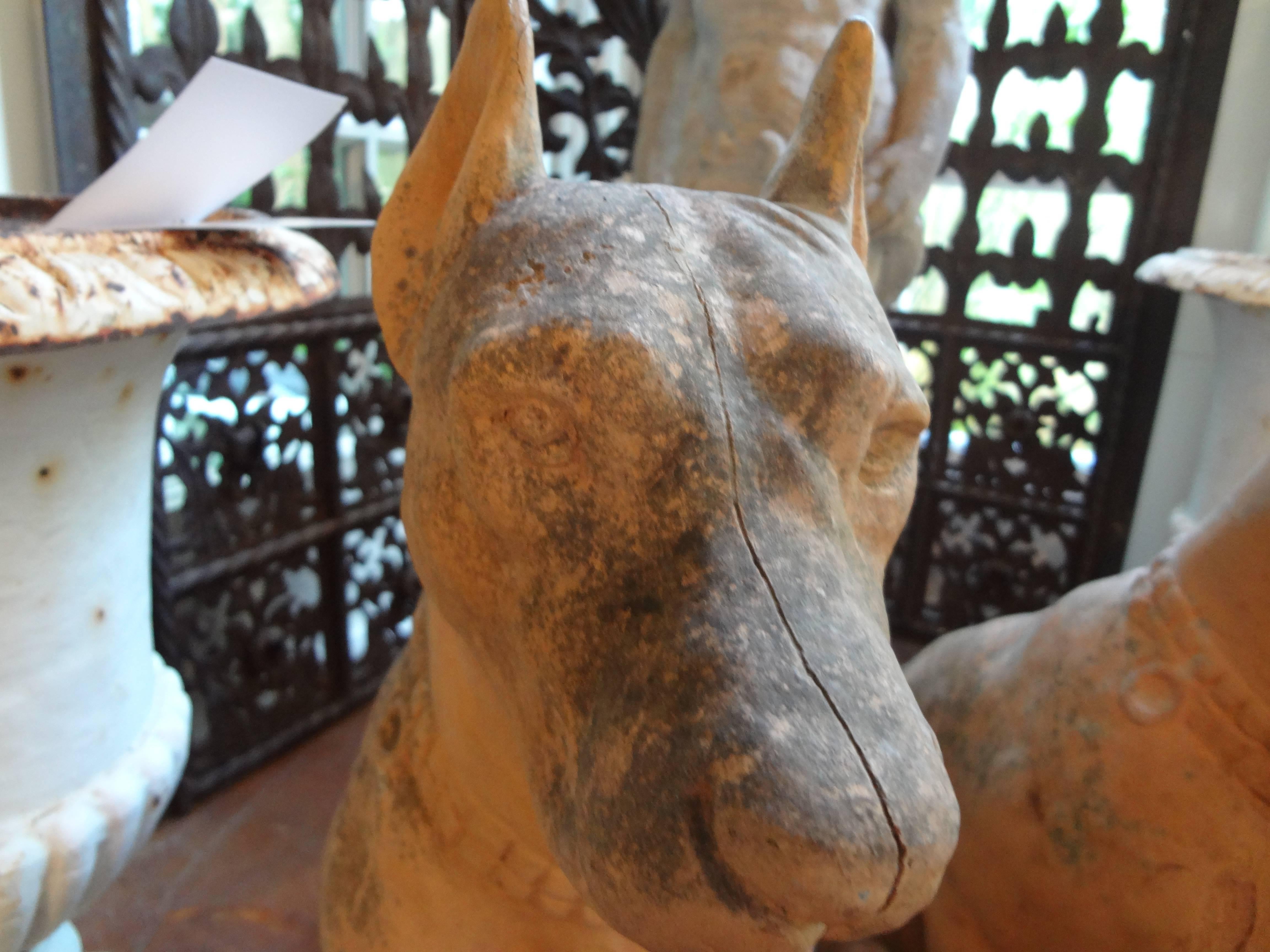 Pair of Antique Italian Terracotta Dog Statues at 1stDibs | antique dog ...