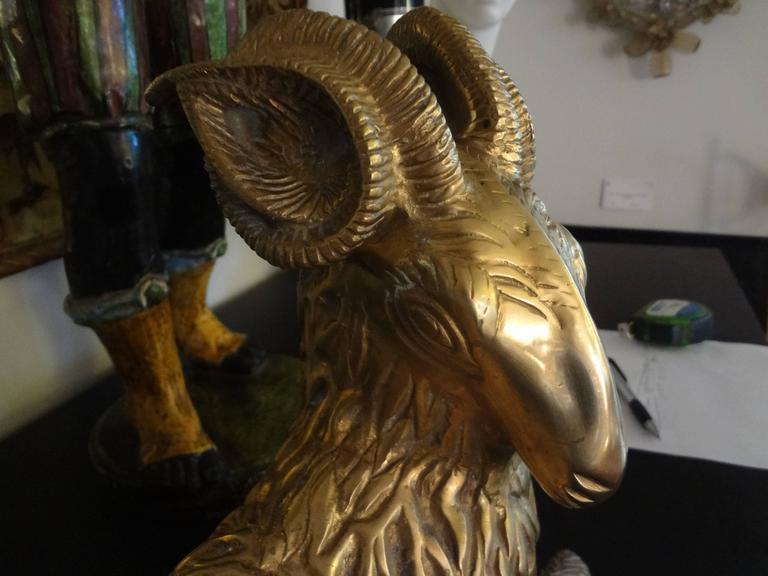 Midcentury Brass Statue of a Ram at 1stDibs | brass ram statue