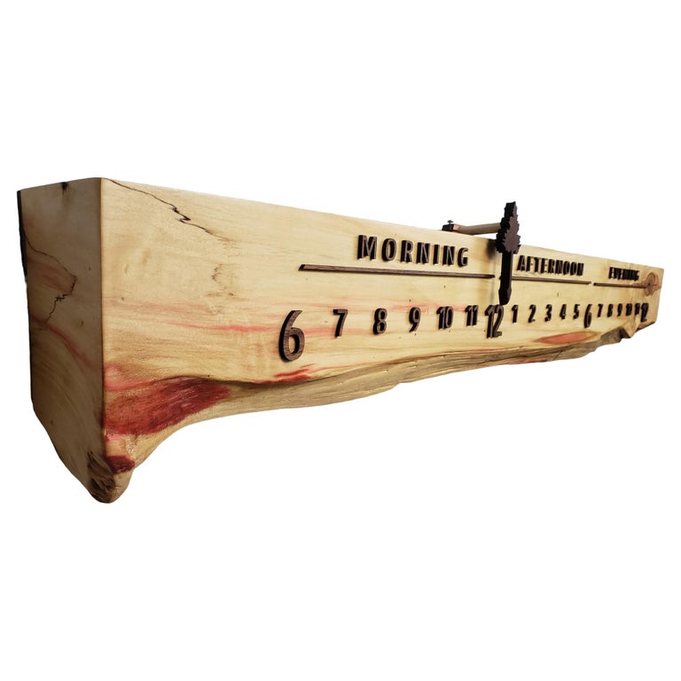 Spark: 3-foot Box Elder and Walnut Linear Clock For Sale at 1stDibs