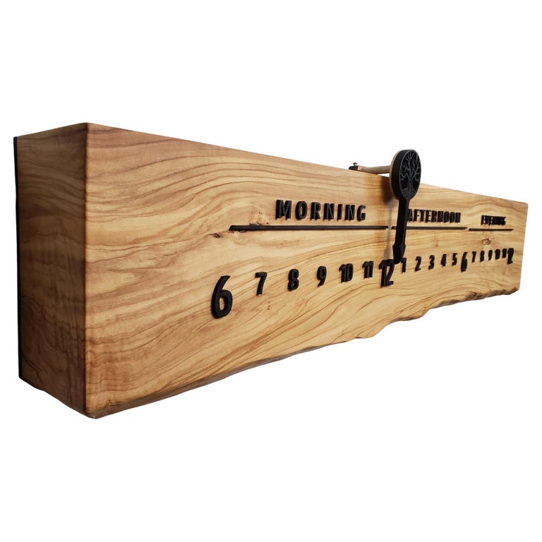 Pear: 3-foot Olive and Wenge Linear Clock For Sale at 1stDibs