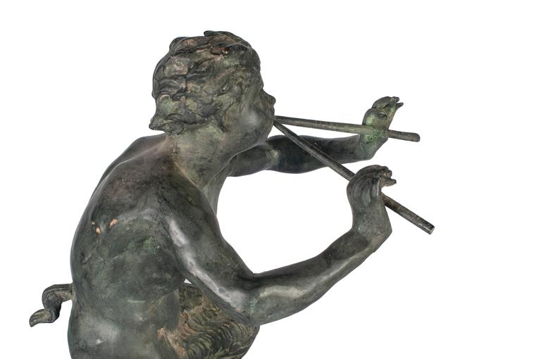 Bronze Statue of Pan Playing Two Flutes Sculpture at 1stDibs