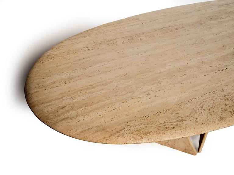 Oval Travertine Dining Table. at 1stDibs
