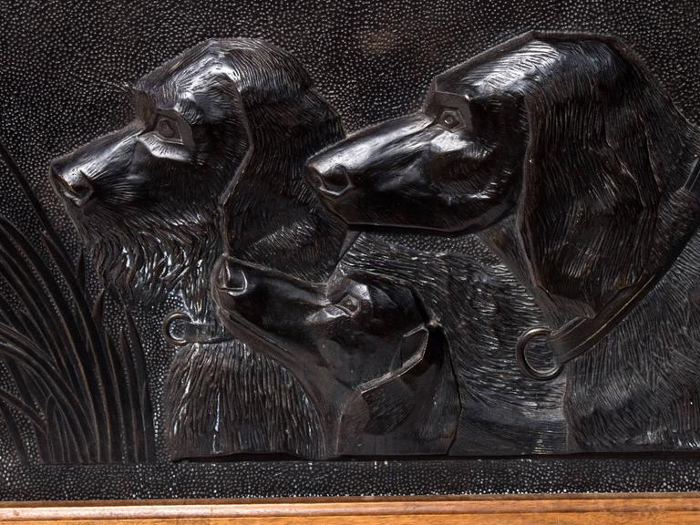 Black Painted Resin Panel of a Hunting Dogs Busts For Sale at 1stDibs