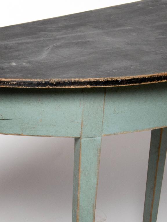 Pair of Blue Painted Demilune Tables at 1stDibs