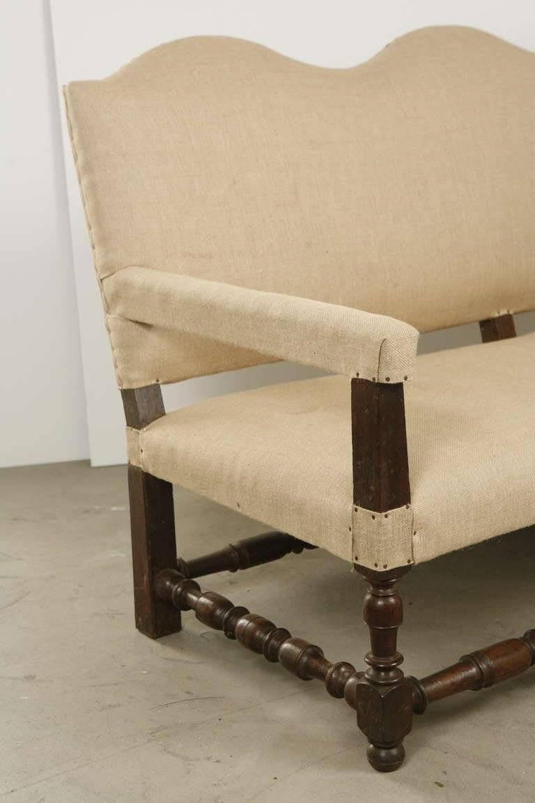 Louis XIII Style Walnut Upholstered Sofa at 1stDibs