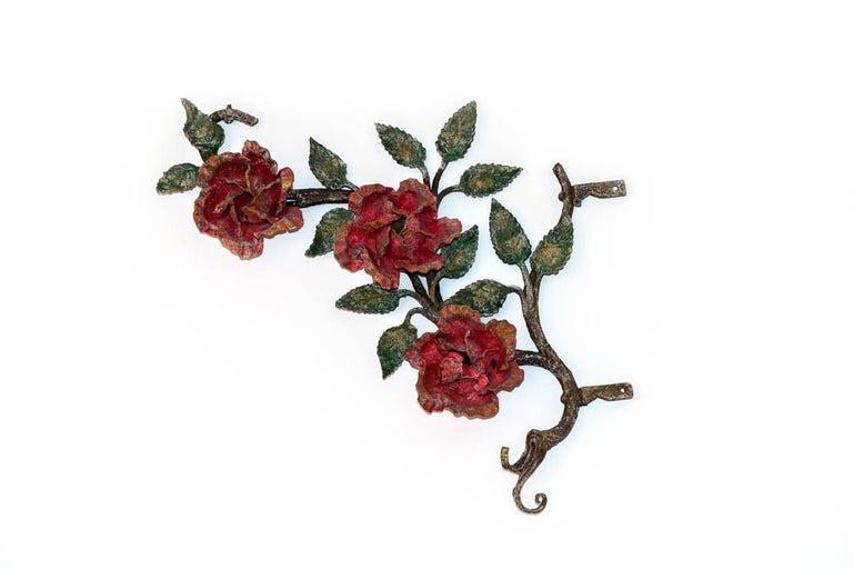 Pair of Decorative Painted Cast Iron Roses at 1stDibs