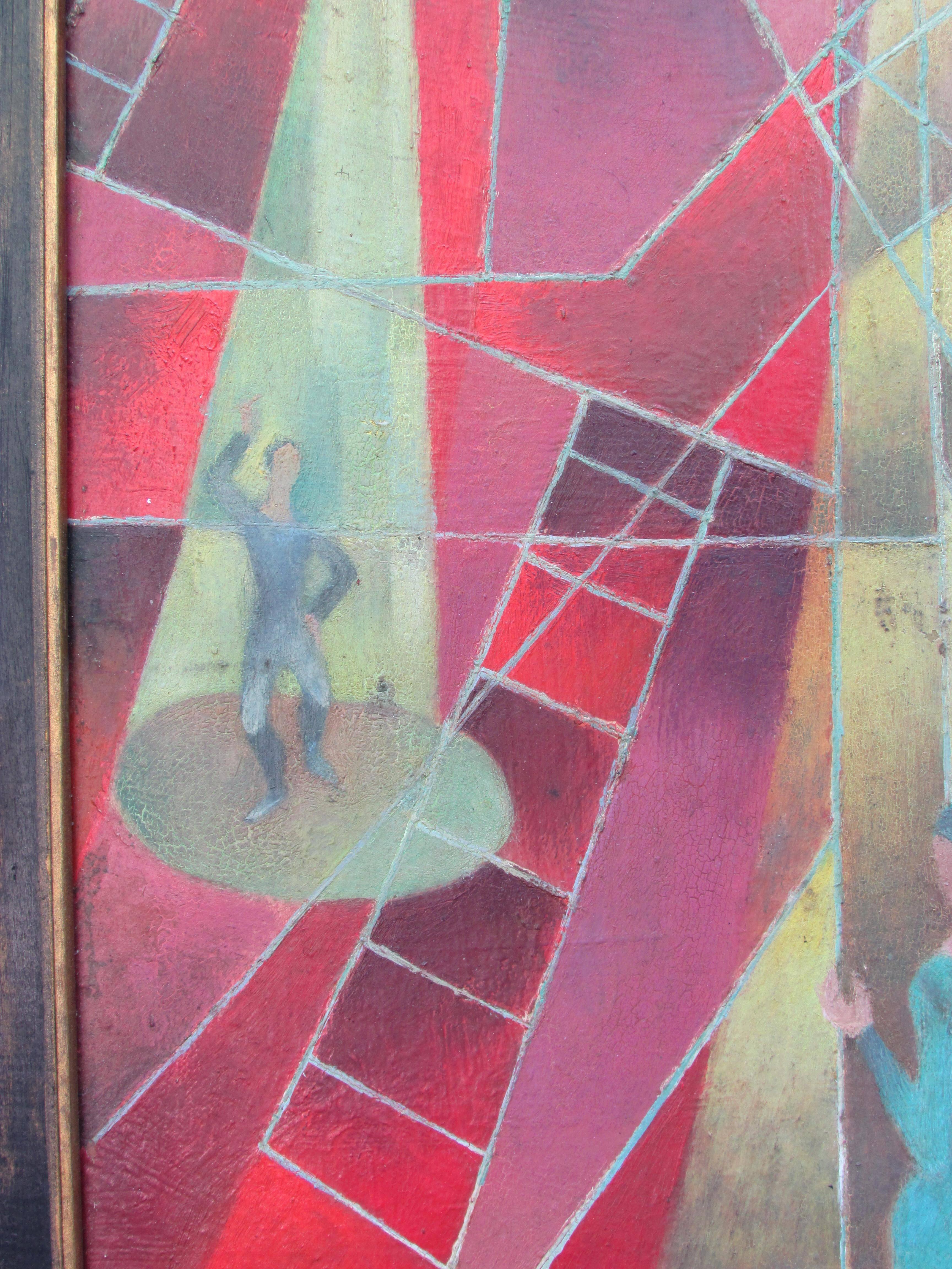 Modernist Circus Acrobats Painting by Jar Havlena, 1958 For Sale at 1stDibs