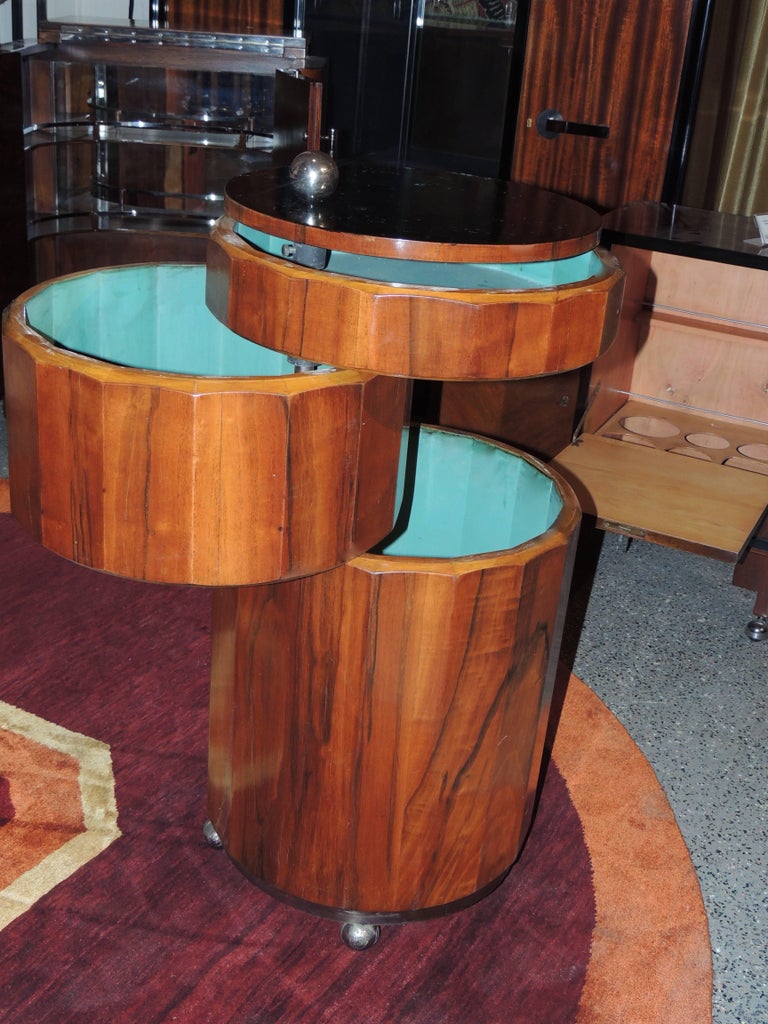 Fluted Art Deco Round Stack Bar Cart at 1stDibs