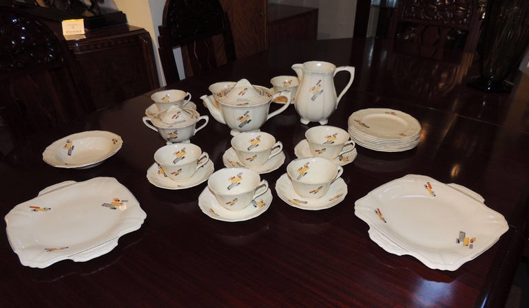 Art Deco English Tea Set Service for Eight by Alfred Meakin at 1stDibs