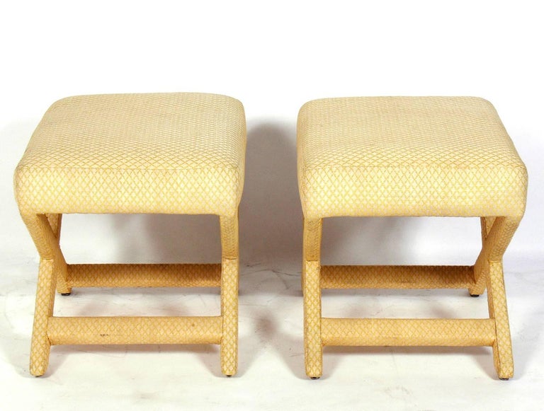 Pair of Upholstered X-Stools at 1stDibs | x stool upholstered