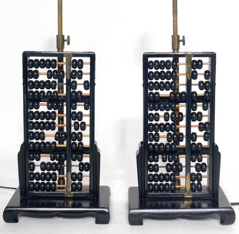 Pair of Asian Abacus Lamps at 1stDibs