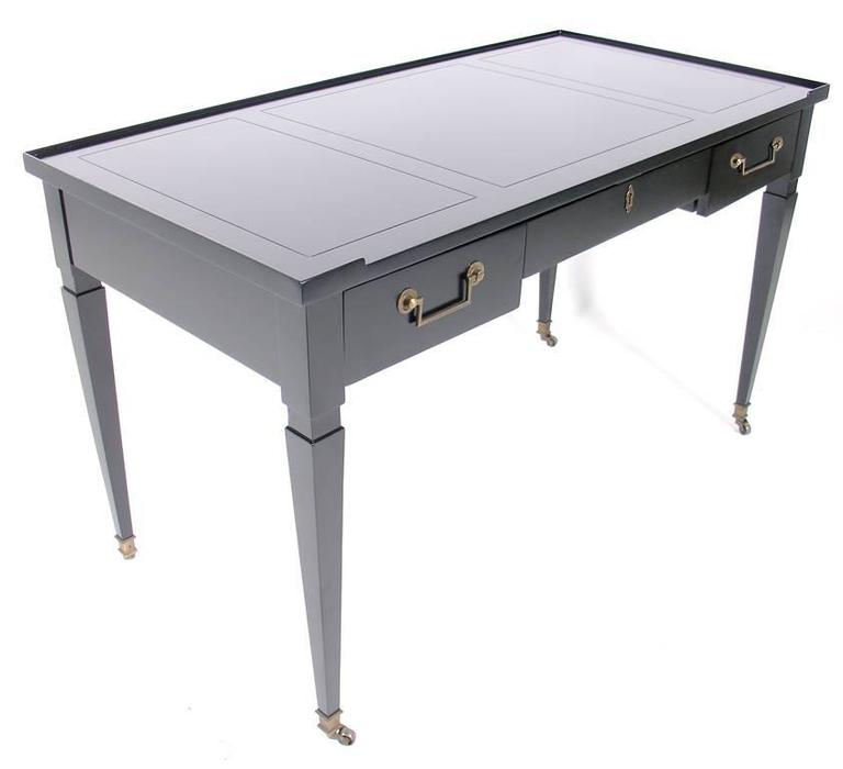 Neoclassical Desk by Baker in Black Lacquer and Brass at 1stdibs