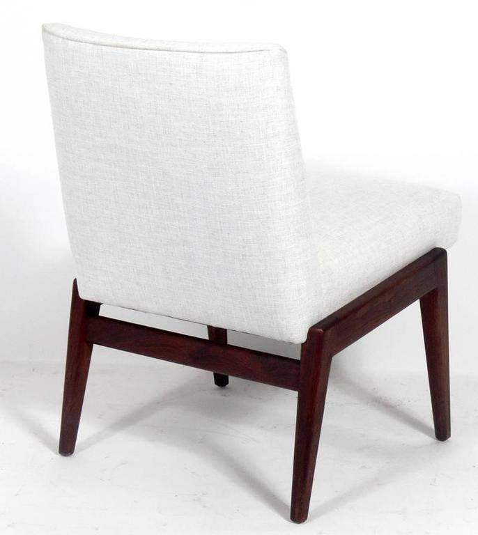 Clean Lined Walnut Slipper Chair Designed by Jens Risom at 1stDibs