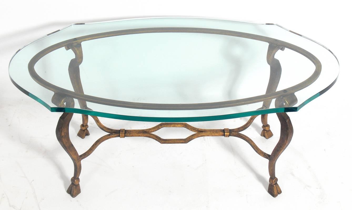 Elegant Gilt Metal Oval Coffee Table at 1stDibs