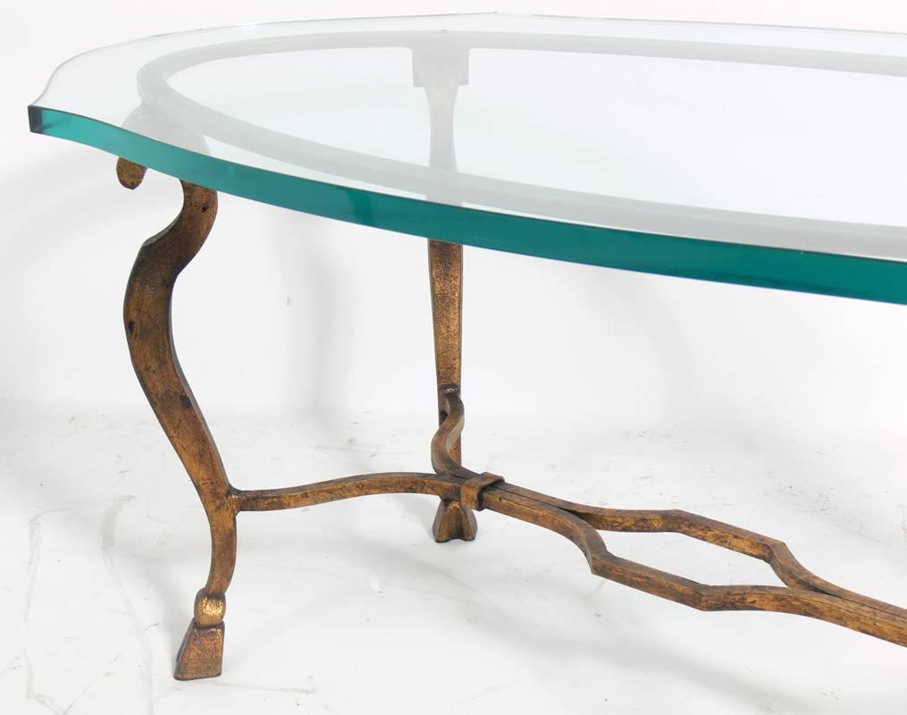 Elegant Gilt Metal Oval Coffee Table at 1stDibs