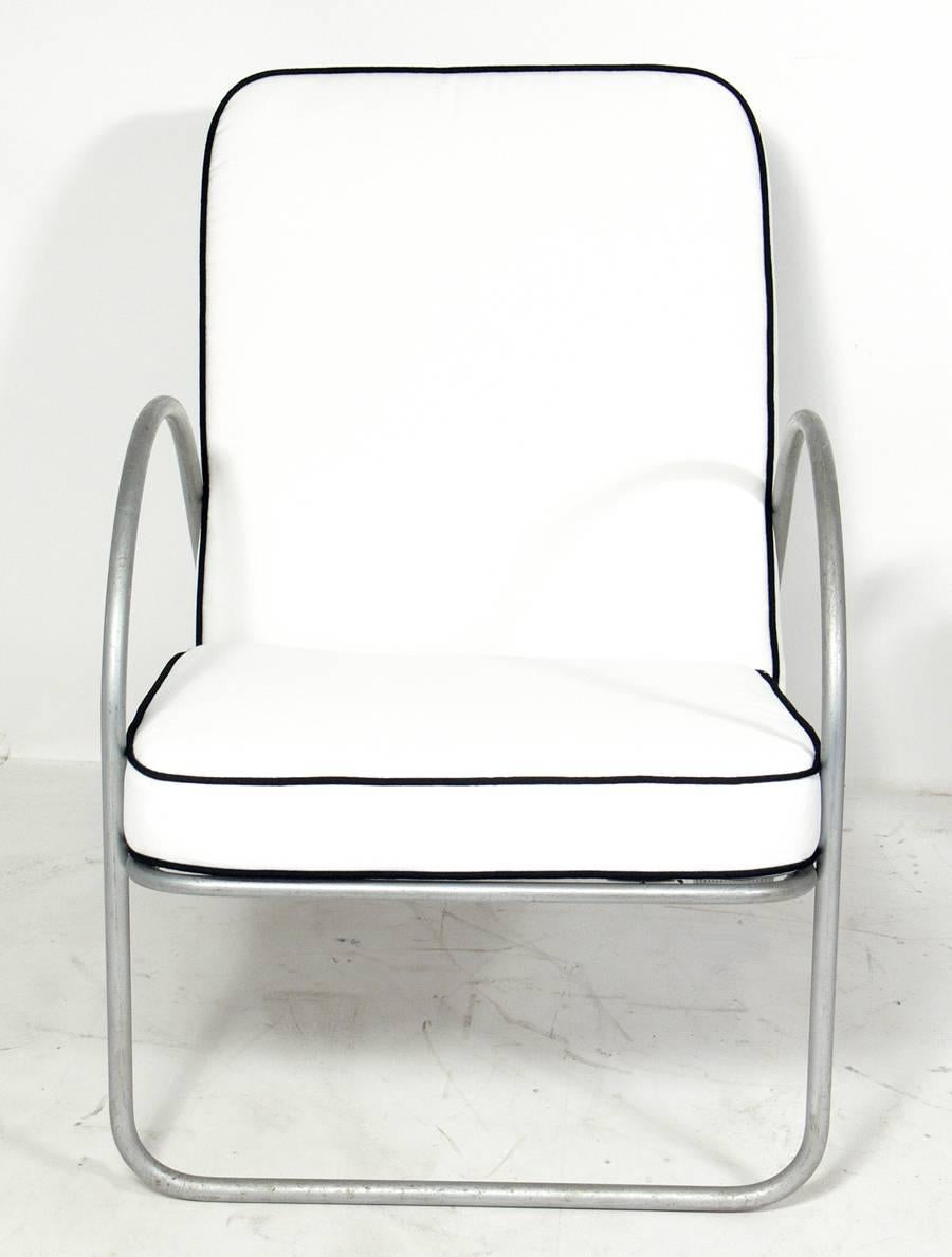 Pair of Streamlined Aluminum Chairs Attributed to Richard Neutra at ...