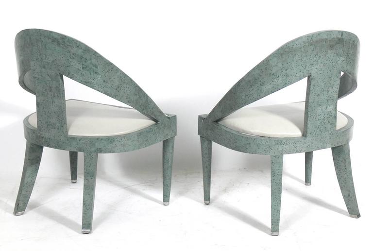 Pair of Tessellated Chairs with Silver Inlay at 1stDibs