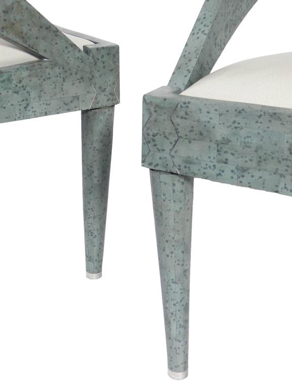 Pair of Tessellated Chairs with Silver Inlay at 1stDibs