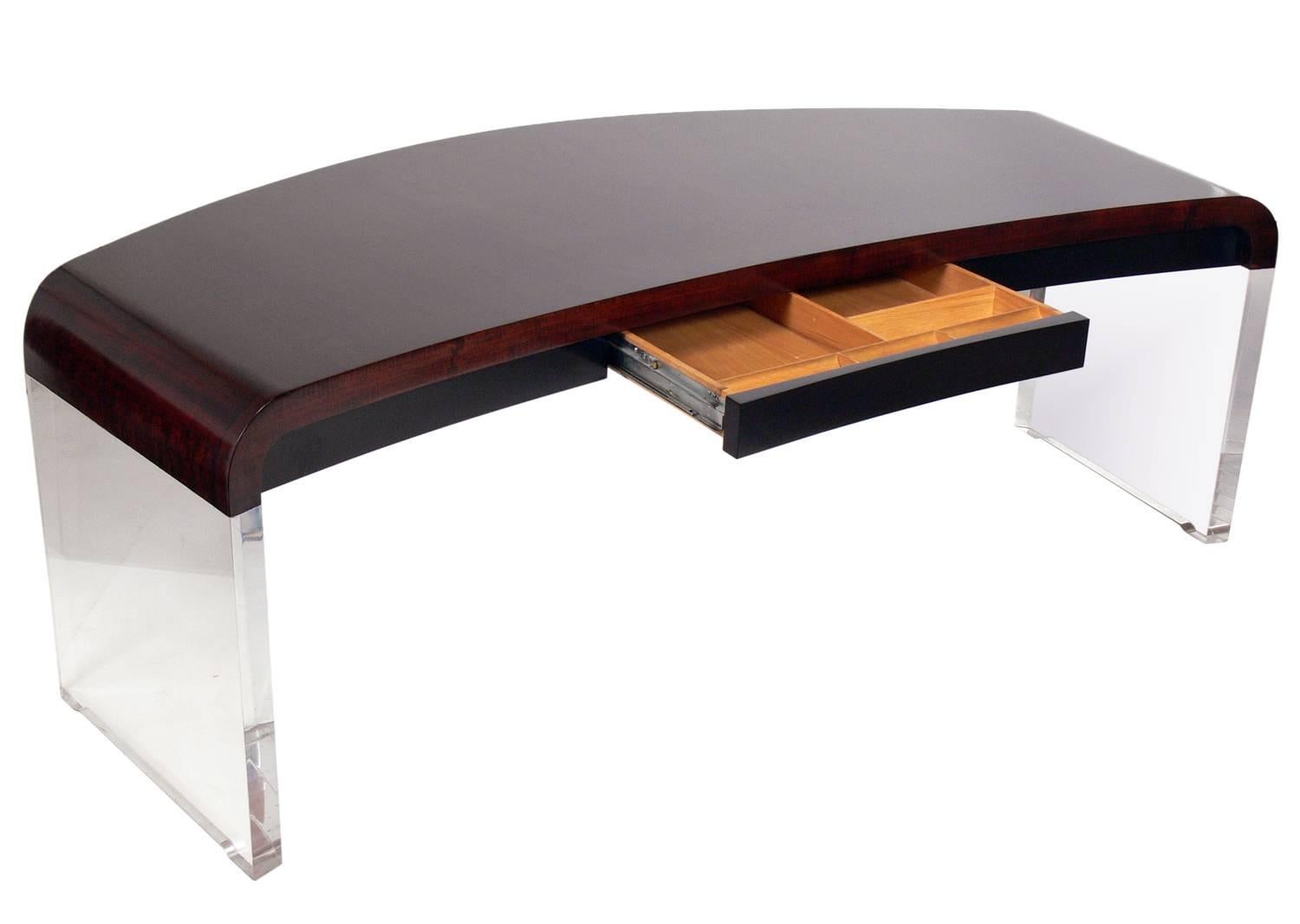 Curvaceous Rosewood and Lucite Desk by Vladimir Kagan at 1stDibs