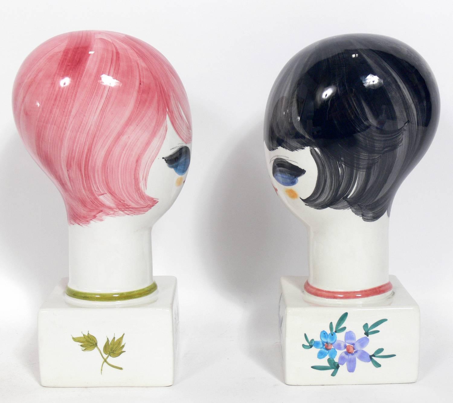 Pair of Italian Ceramic Head Sculptures at 1stDibs