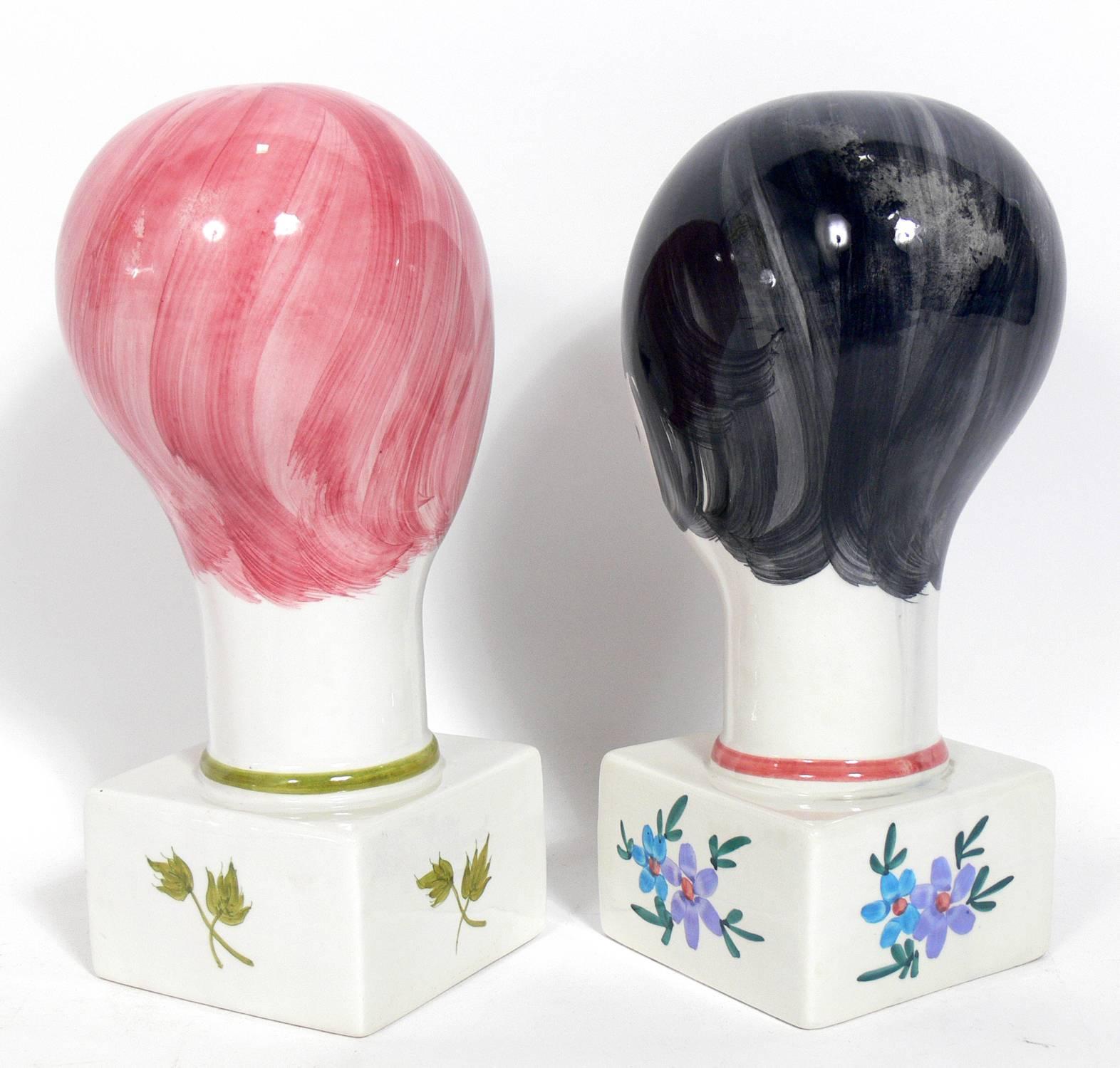 Pair of Italian Ceramic Head Sculptures at 1stDibs