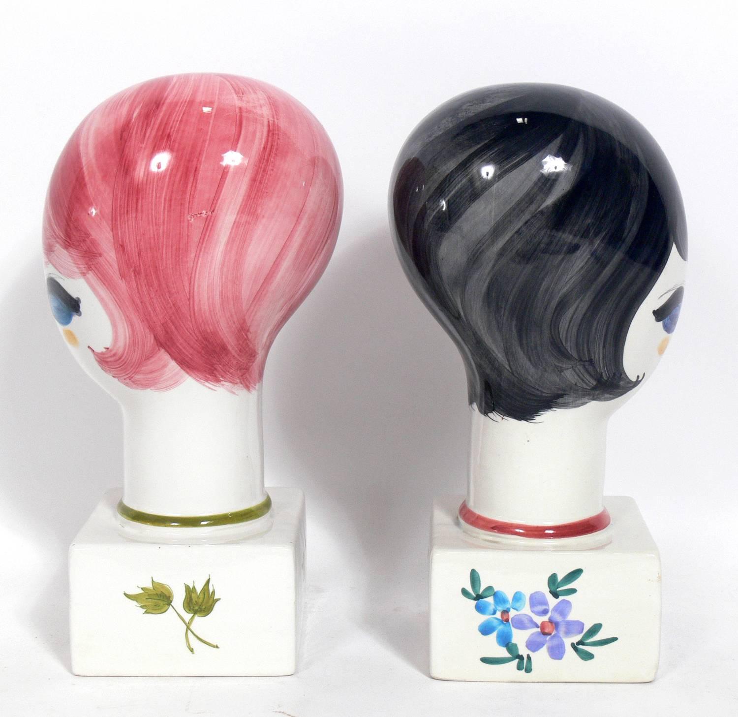 Pair of Italian Ceramic Head Sculptures at 1stDibs