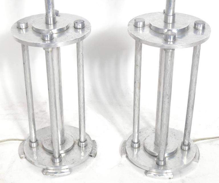 Pair of Art Deco Hammered Aluminium Lamps Attributed to Palmer Smith at ...