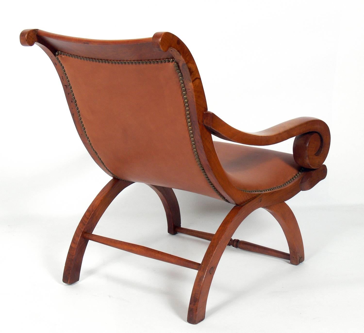 Butaque Leather Lounge Chair in the Manner of William Spratling at ...