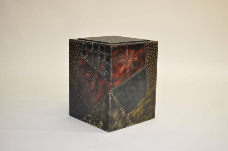 Paul Evans Welded Steel Cube Table For Sale at 1stDibs