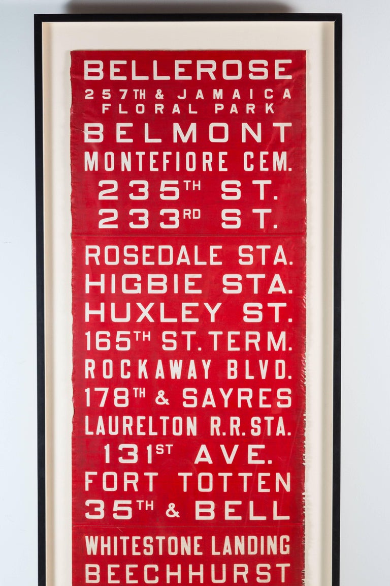 Red and White Graphic New York Bus Subway Destination Sign For Sale at ...