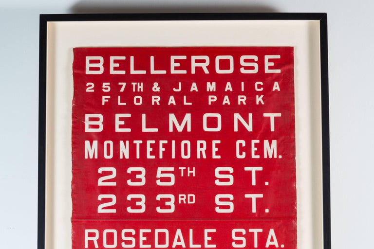 Red and White Graphic New York Bus Subway Destination Sign For Sale at ...