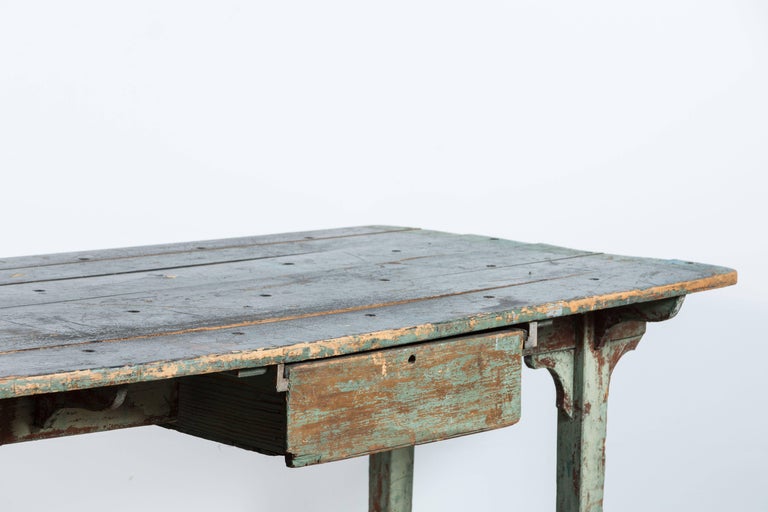 Vintage American General Store Counter Table with Drawer Original Paint ...