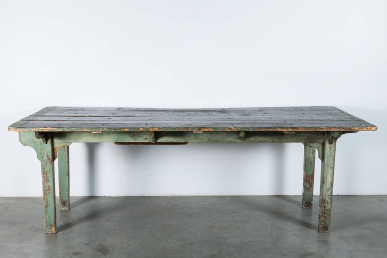 Vintage American General Store Counter Table with Drawer Original Paint ...