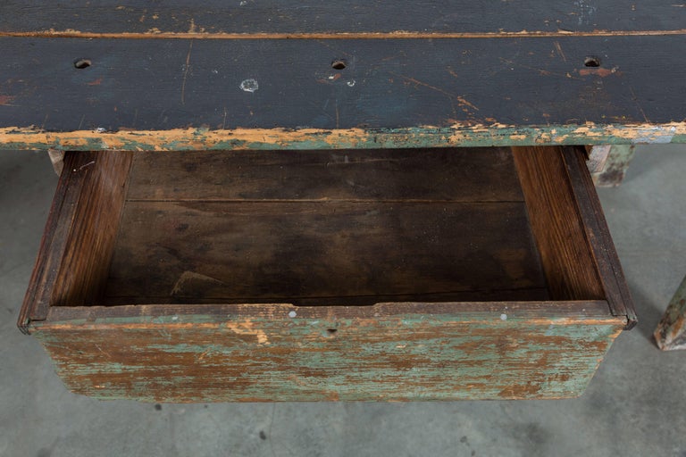 Vintage American General Store Counter Table with Drawer Original Paint ...