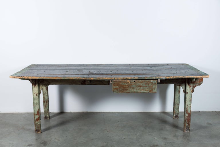 Vintage American General Store Counter Table with Drawer Original Paint ...