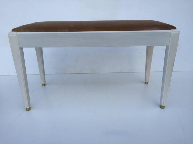 Art Deco Inspired White Washed Piano Bench For Sale at 1stDibs